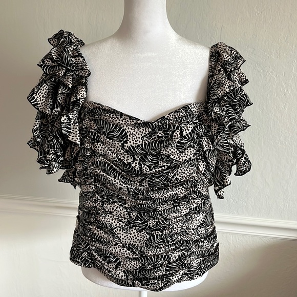 Zara | Tops | Zara Ruffle Sleeve On Or Offthe Shoulder Top | Poshmark